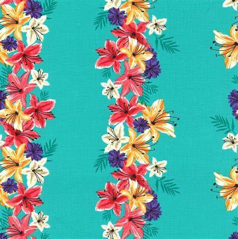 Lei Down Hawaiian Flower Border Print | Sew Materialistic