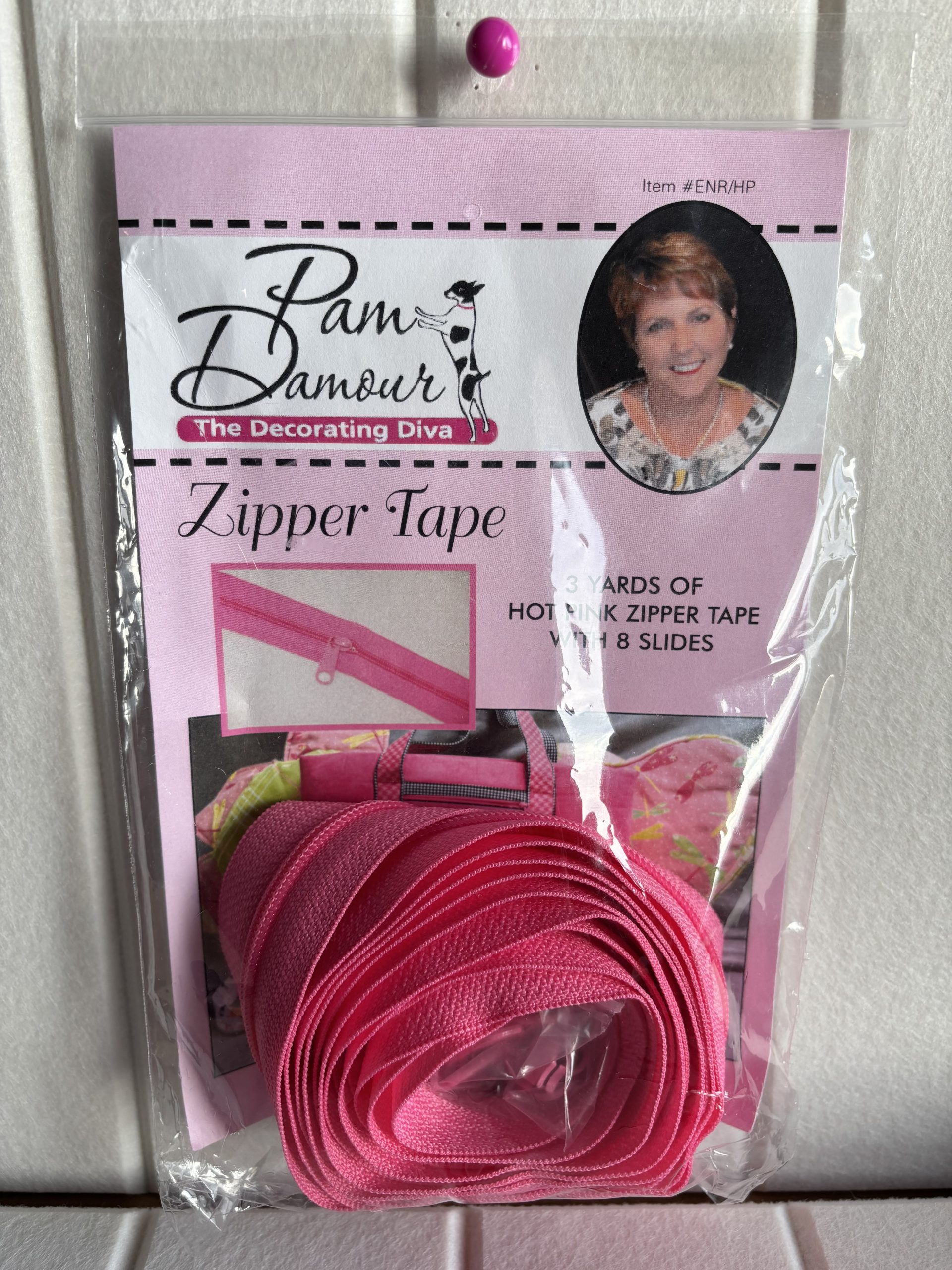 Pam Damour Hot Pink Zipper Tape with Slides | Sew Materialistic